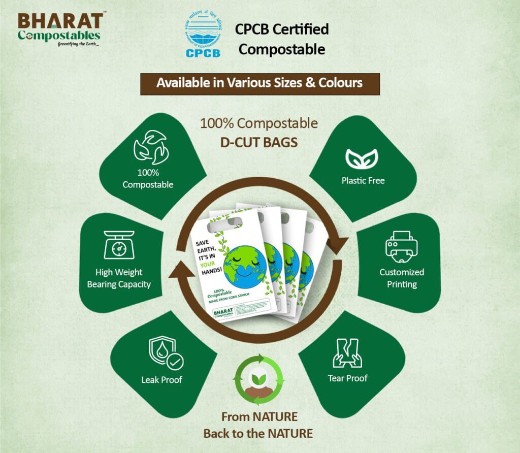 Compostable D-Cut Bags - Bharat Compostables